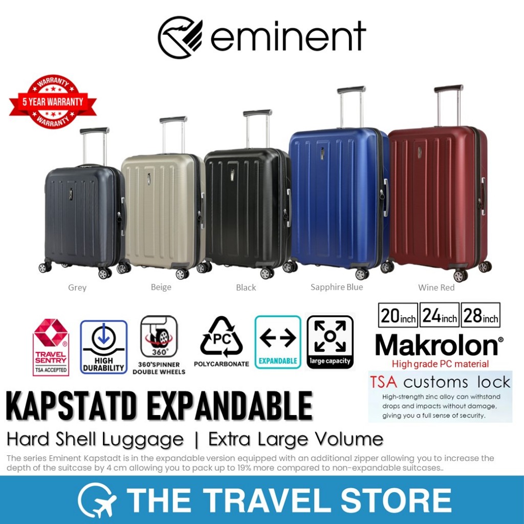Eminent KAPSTADT EXPANDABLE Hardcase Luggage | Extra Large Volume ...