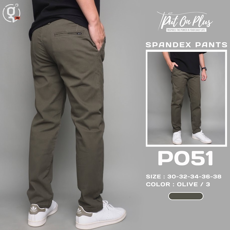 GOODWIN - P051 SPANDEX PANTS กางเกงขายาว ผู้ชาย ผ้ายืด สีพื้น Slim fit | Shopee Thailand
