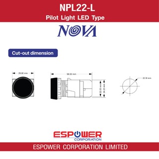 NPL22 LED Pilot Light 22mm. ไพล็อตไลท์ ไพล็อตแลมป์ ไฟแสดงสถานะ 22 ...
