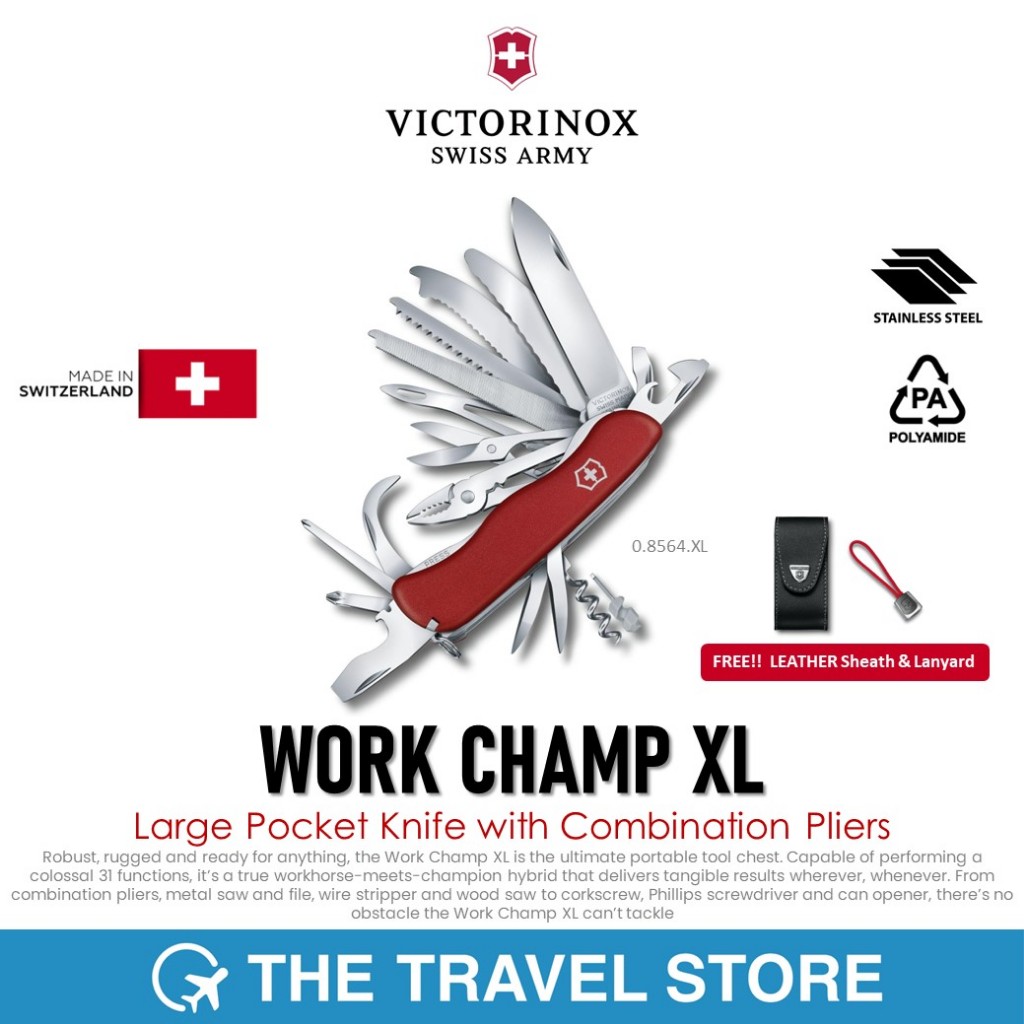 VICTORINOX Work Champ XL Large Pocket Knife with Combination Pliers (0. ...