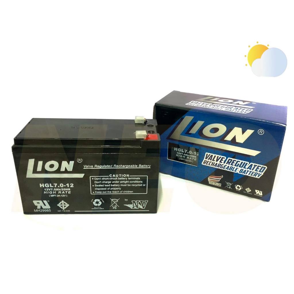 แบตเตอรี่ Battery LION 12V-7Ah (HGL12V-7AH) / แบตแห้ง 12V7 / แบตเตอรี่ ...
