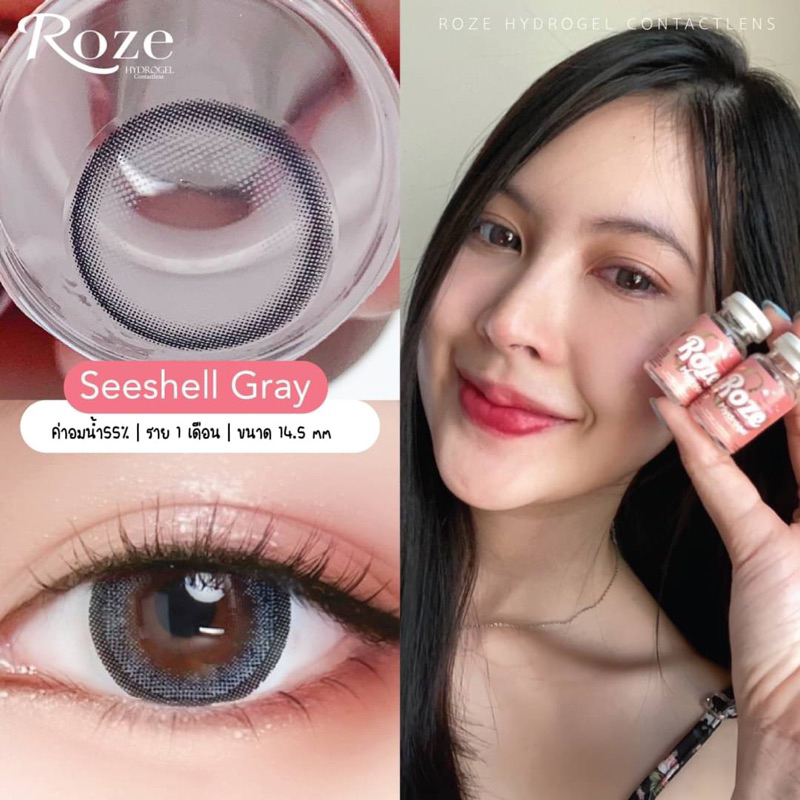บิ๊กอาย seeshell สีเทาและสีน้ำตาล เลนส์ไฮโดรเจล ขนาด 14.8 | Shopee Thailand