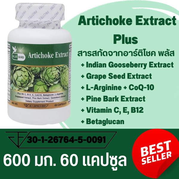 Artichoke Extract Plus สารสกัดจากอาร์ติโชค พลัส ตรา บลูเบิร์ด 600 มก. 60 แคปซูล | Shopee Thailand