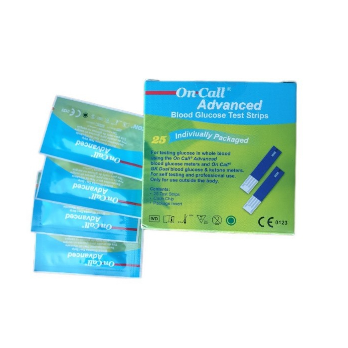 ของแท้แผ่นตรวจน้ำตาล on call advanced แบบซอง 25 ชิ้น มาตรฐานเยอรมัน ...