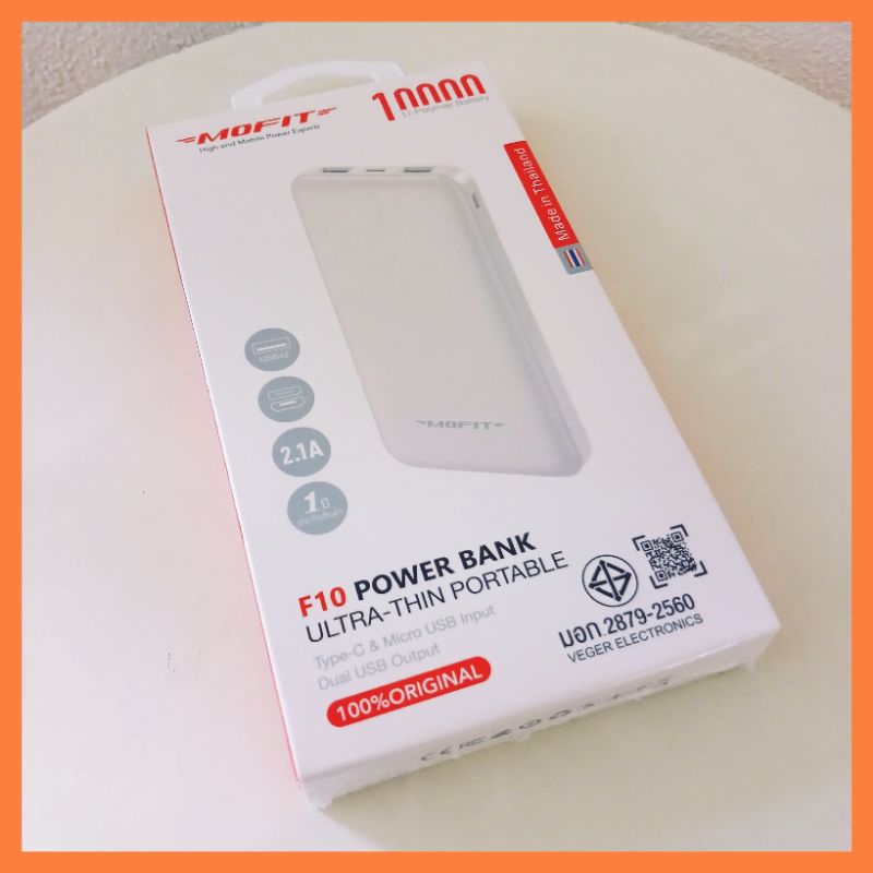 แบตเตอรี่สำรอง Power Bank MOFIT 10000mAh รุ่น F10 สีขาว | Shopee Thailand