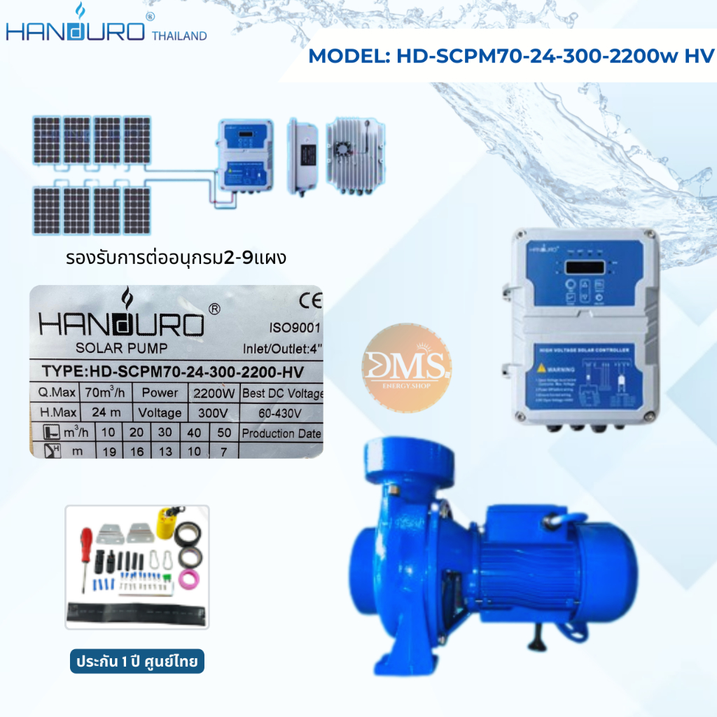 ปั๊มหอยโข่ง HANDURO DC,DCHV, AC/DC 550w 750w 1100w 1500w 2200w ปั๊ม ...