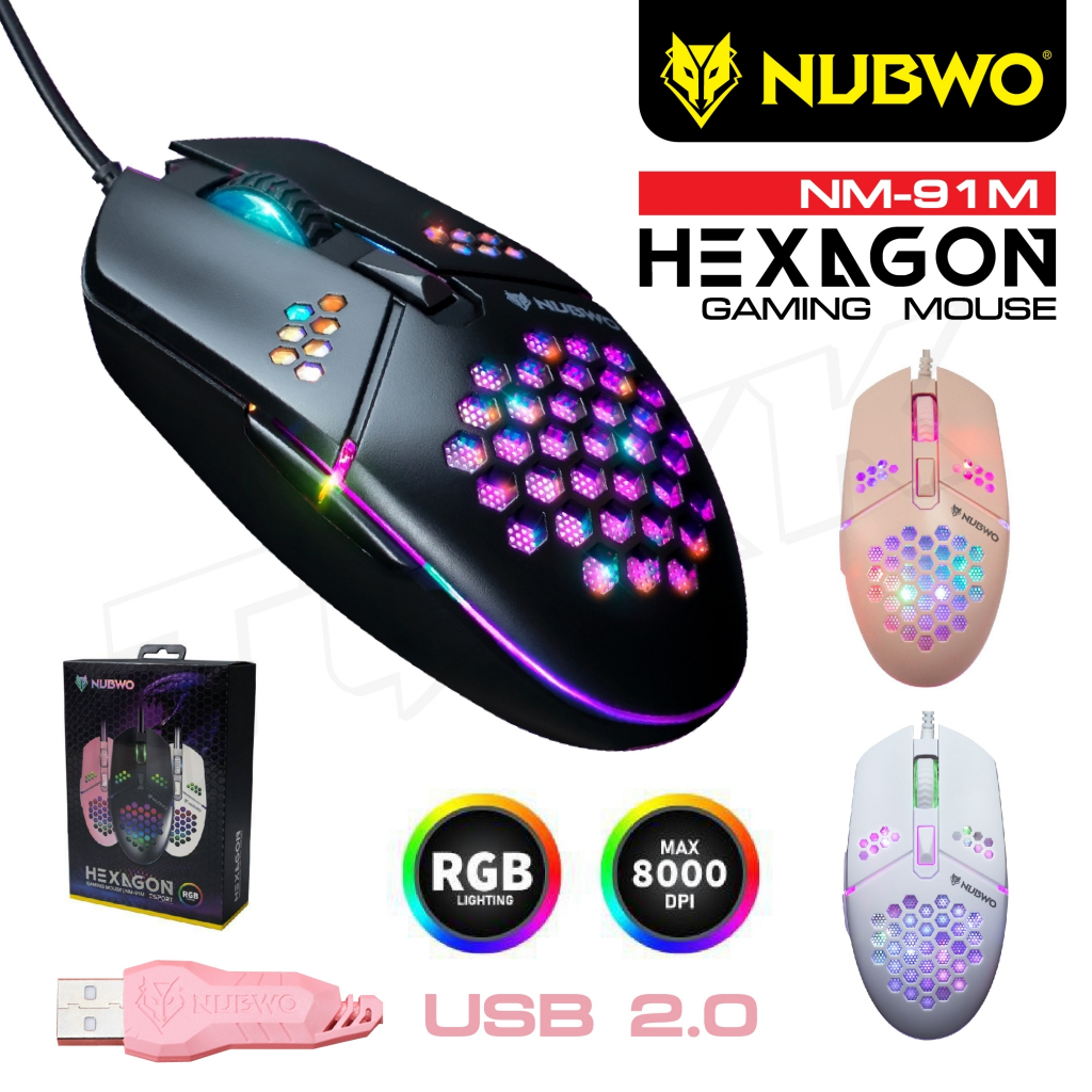 Nubwo เมาส์เกมมิ่ง รุ่น NM-91M เม้า Gaming Macro Mouse เมาส์ มาโคร LED ...