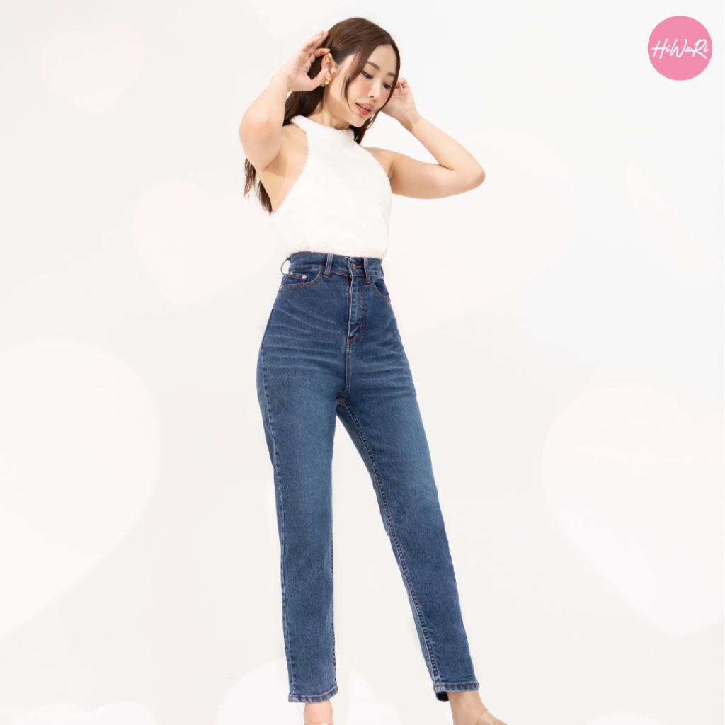 ส่งฟรี HIWARI JEANS รุ่น H8 ทรงบอลลูน ผ้ายืด เอวสูง | Shopee Thailand