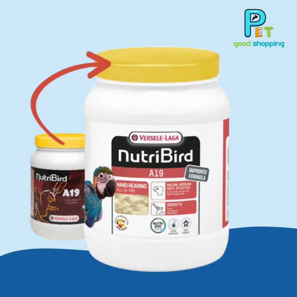 NutriBird A19 800 g. อาหารลูกป้อน สำหรับลูกนกที่ต้องการพลังงานไขมันสูง 800 กรัม หมดอายุ เดือน 3 ...