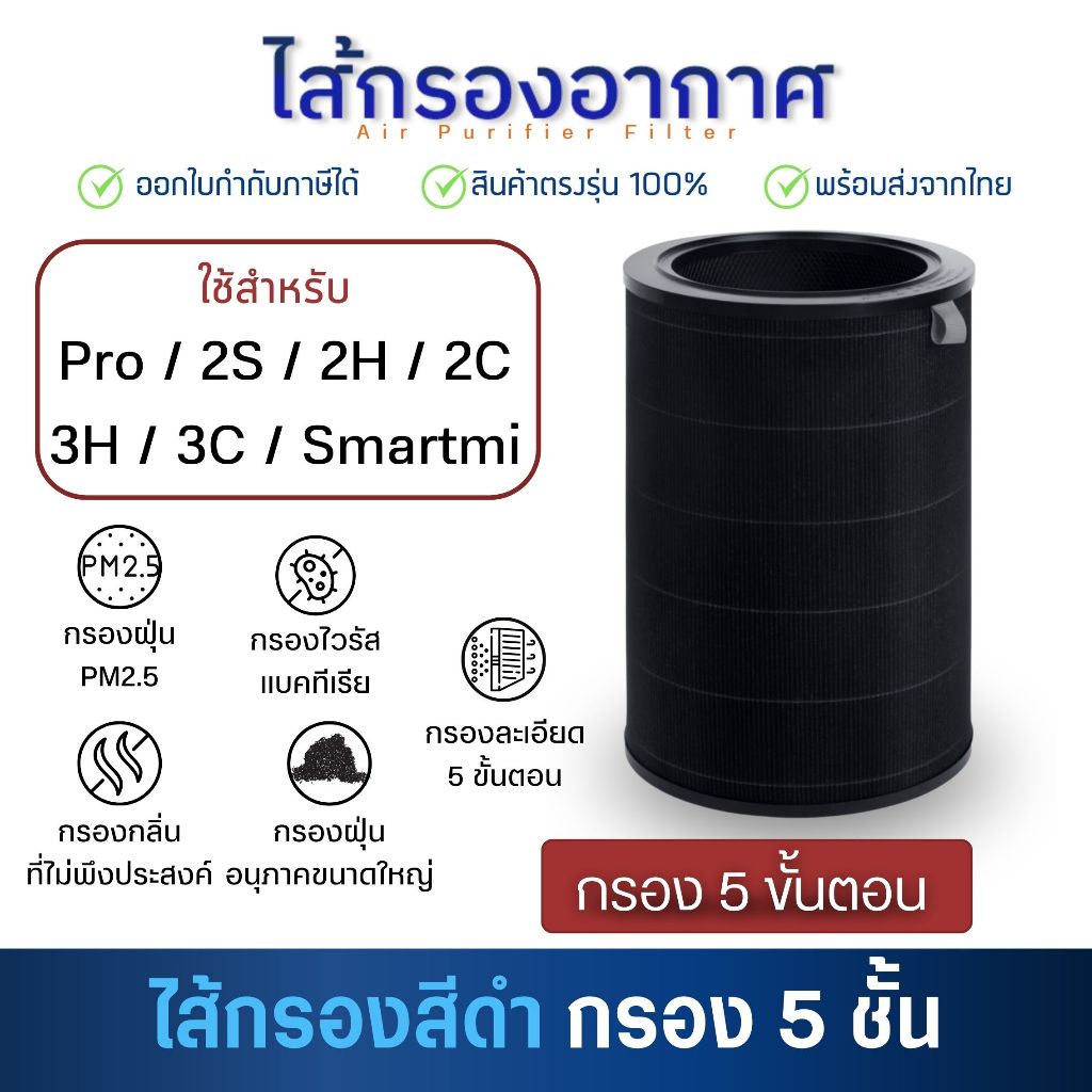 (มี RFID) ไส้กรองสีดำ Xiaomi Air Purifier Filter ไส้กรองเครื่องฟอกอากาศ ...