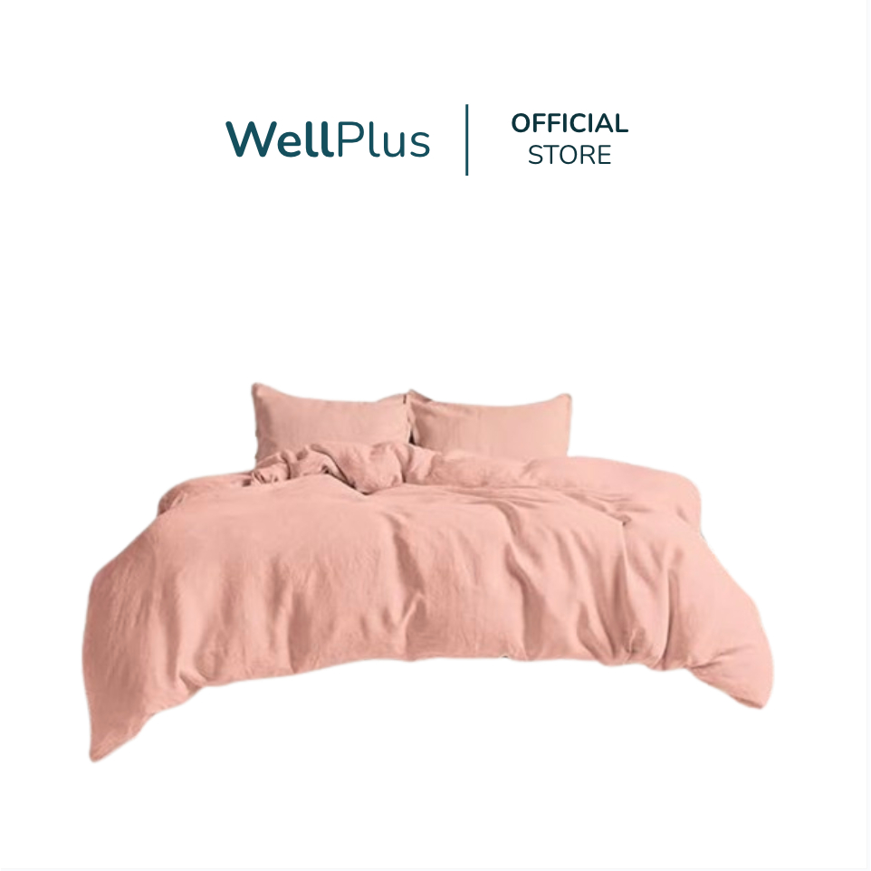 WellPlus ใหม่นุ่มมาก รุ่น Veritas ชุดผ้าปูที่นอน 6 ฟุต 5 ฟุต 5 ชิ้น + ผ้านวม 100"x90" Solidนุ่ม ...