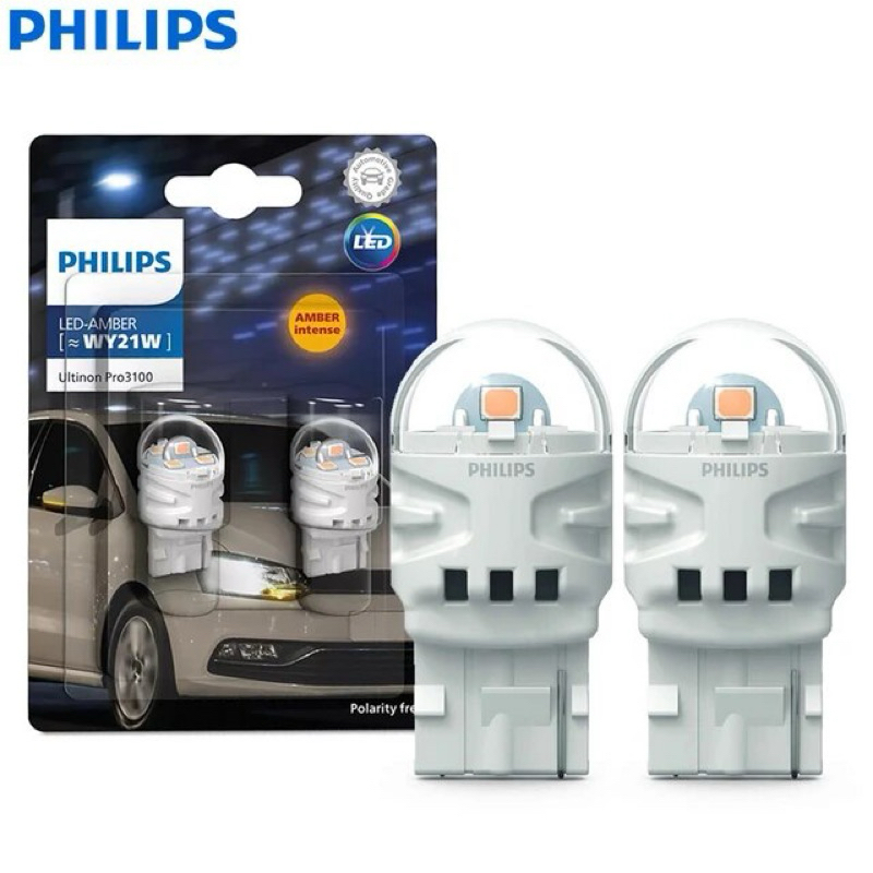 หลอดไฟถอย ไฟท้าย ไฟเบรค ไฟเลี้ยว PHILIPS PRO3100 LED WY21 PY21 AMBER ...