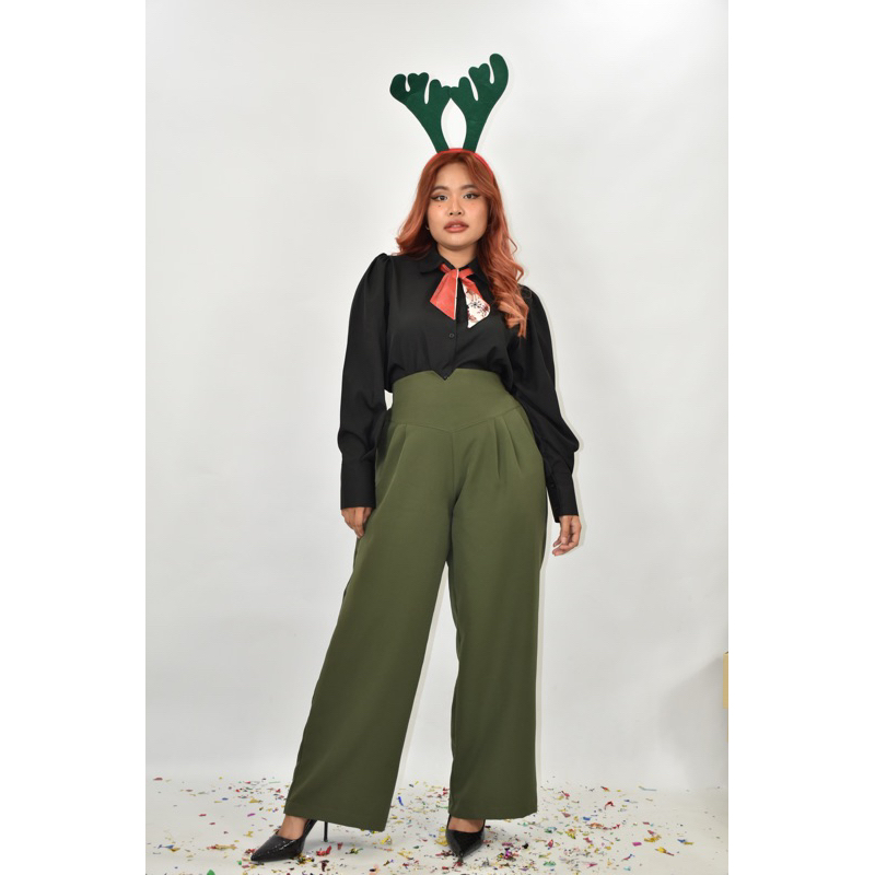 V line pants กางเกงเอววีขายาว | Shopee Thailand