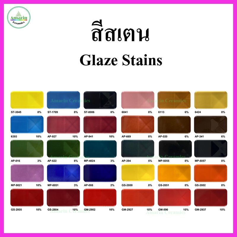 สีสเตนความละเอียดสูง (Glaze Stains) สำหรับงานเซรามิก, งานศิลปะ, งานอดิเรก ขนาด 100 กรัม / ถุง ...