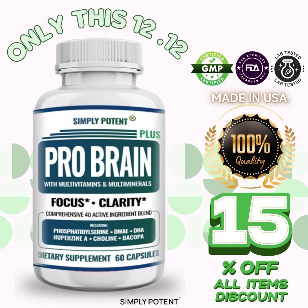บำรุงสมอง เสริมความคิดเร็ว Simply Potent Pro Brain 60 capsules | Shopee ...