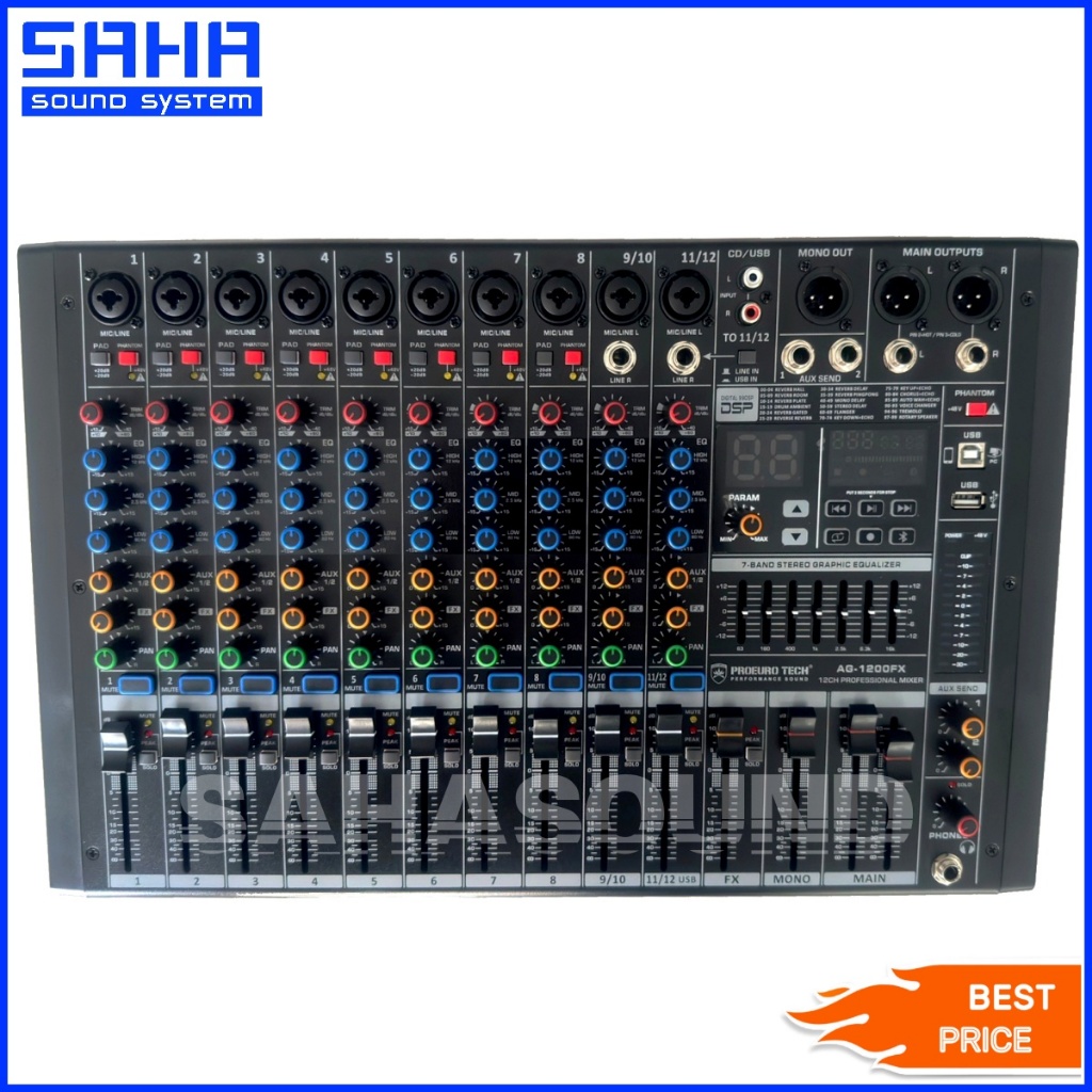 PRO EUROTECH AG-1200FX MIXER มิกเซอร์ 12 แชนแนล (40W) sahasound - สหซาวด์ | Shopee Thailand