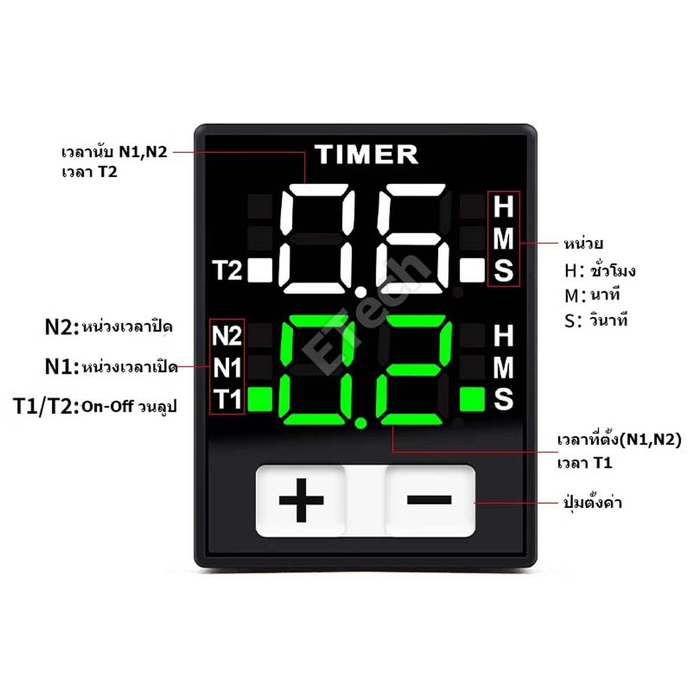 Digital Delay Timer Relay / Loop Timer ดีเลย์ ลูป ไทเมอร์ รีเลย์ ปรับเวลาได้ 220V 24V 12V ...