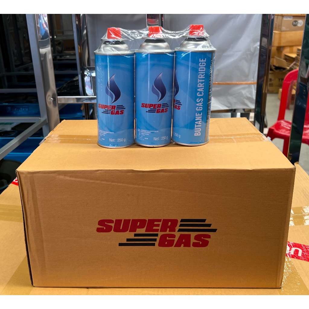 SUPER GAS จำนวน 1 ลัง 24 กระป๋อง ขนาดสุทธิ 250 กรัม/กระป๋อง | Shopee ...