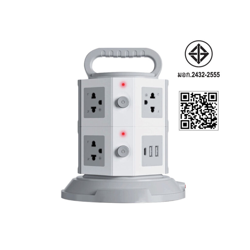 บีแอลแอล ปลั๊กไฟ TOWER 2สวิตซ์ 7ช่อง 3เมตร รุ่น TOWER B82 (สีขาว) BLL PLUG TOWER 2SWITCH 7SOCKET ...