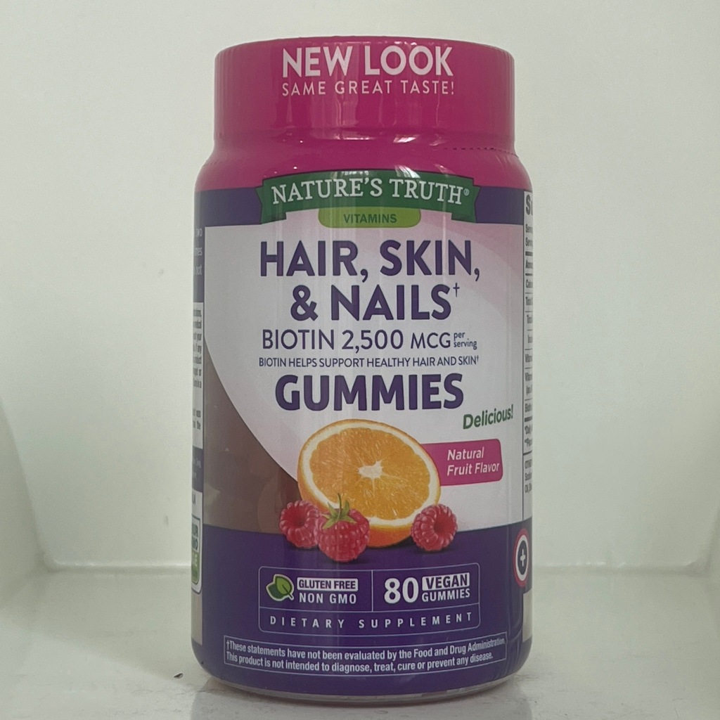 Nature's Truth Hair Skin & Nails Fruit 2,500 mcg 80 Veg Gummies ช่วย ...