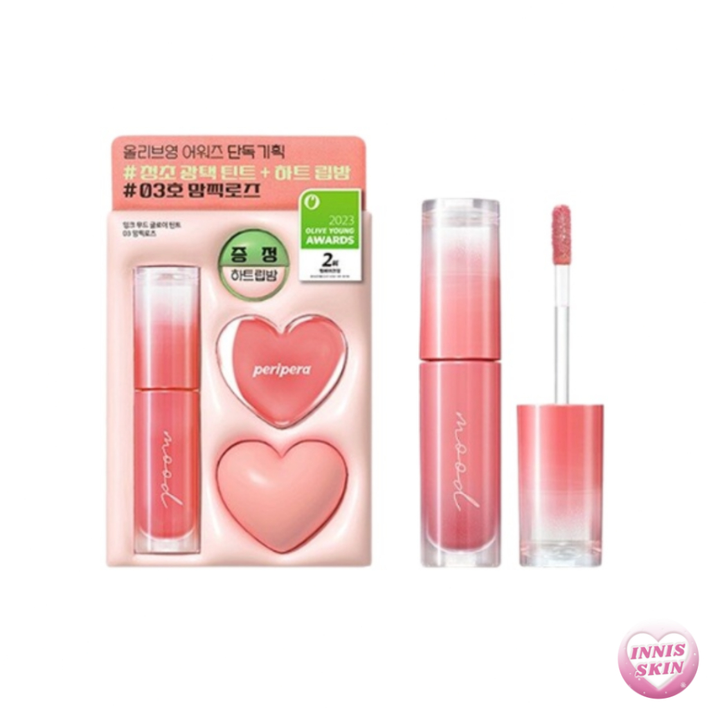 (แท้/พร้อมส่ง) Peripera Ink Mood Glowy Tint & Heart Lip Balm Set ...