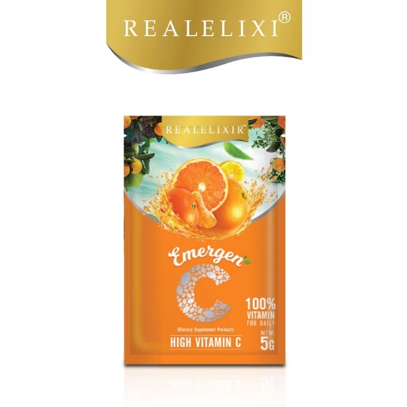 ☕🍊เรียล อิลิคเซอร์ วิตามินซีผง Real Elixir Quik - C / Real Elixir Emergen-C ควิกซี รสส้ม 1 ซอง/1 ...