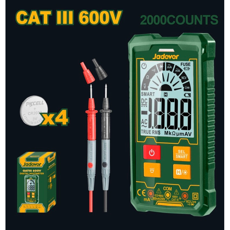 JADEVER มัลติมิเตอร์ แบบดิจิตอล รุ่น JDDM1505 ( Digital multimeter ...