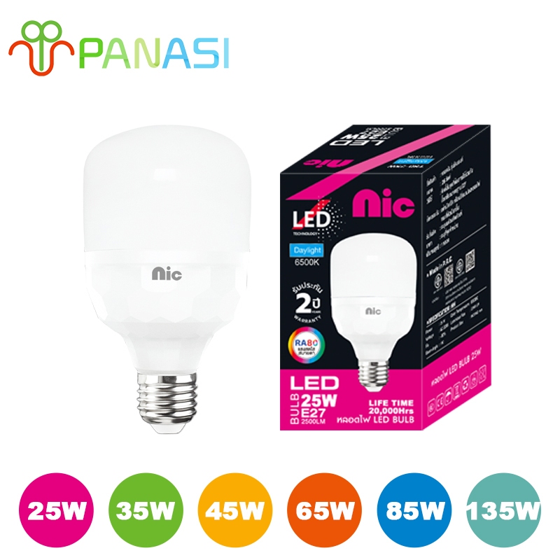 Panasi หลอดไฟ LED รับประกัน 2ปี SlimBulb light ขั้ว E27 หลอดไฟ E27 25W ...
