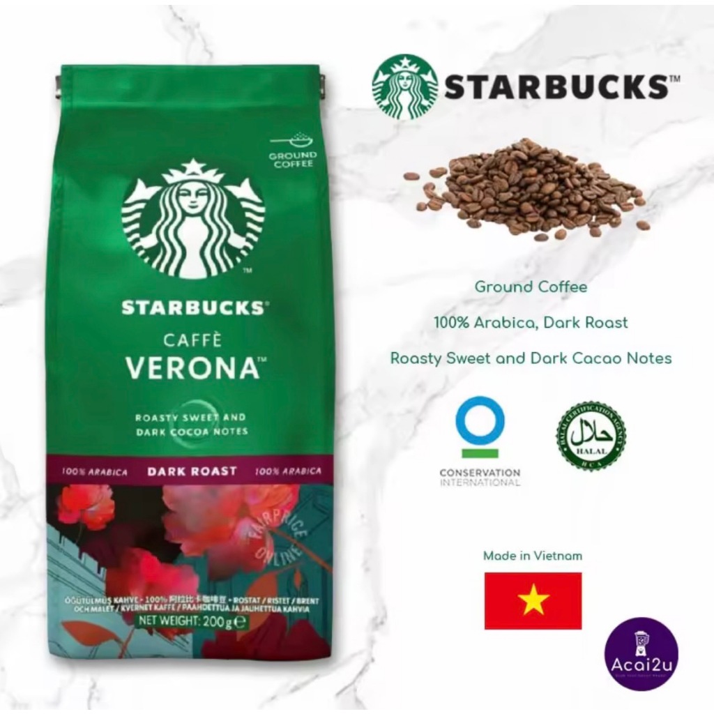 STARBUCKS® CAFFÈ VERONA Dark Roast Ground Coffee, 200g Bag | Shopee ...