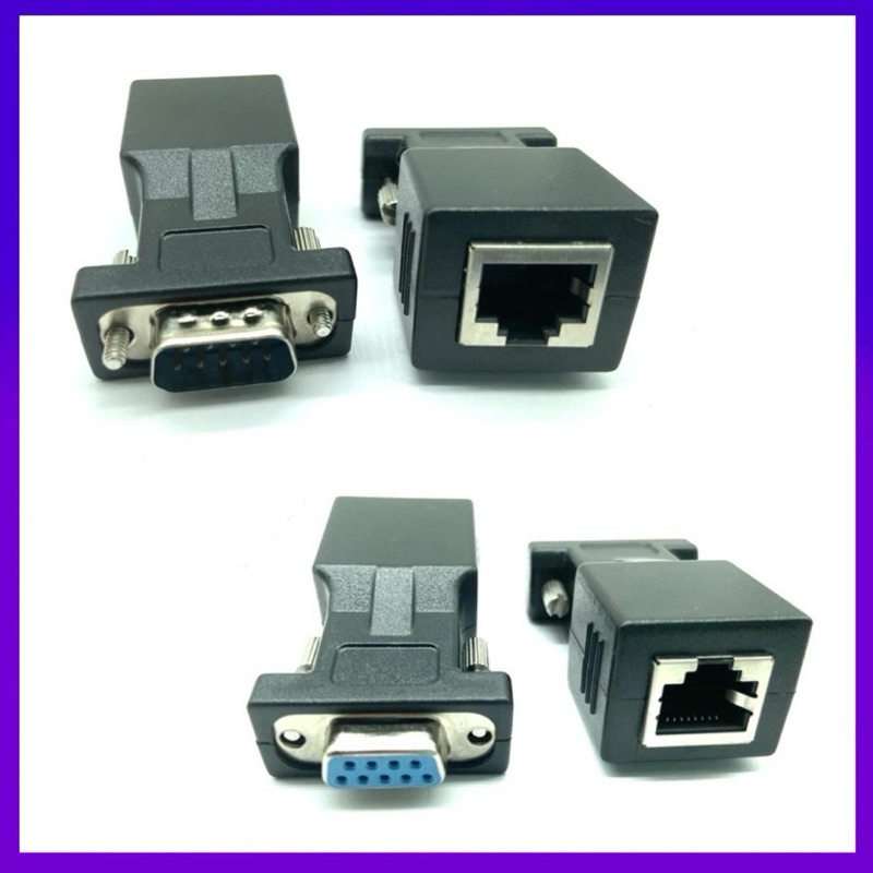 DB9 RS232 Male/Female to RJ45 Female Adapter COM Port to LAN Ethernet ...