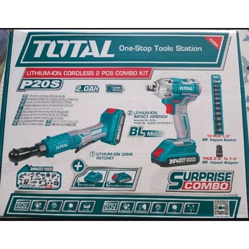 TOTAL COMBO SET ชุดที่ 13 TOSLI23043บล็อกแบตเตอรี่ไร้สาย 1/2” รุ่น ...