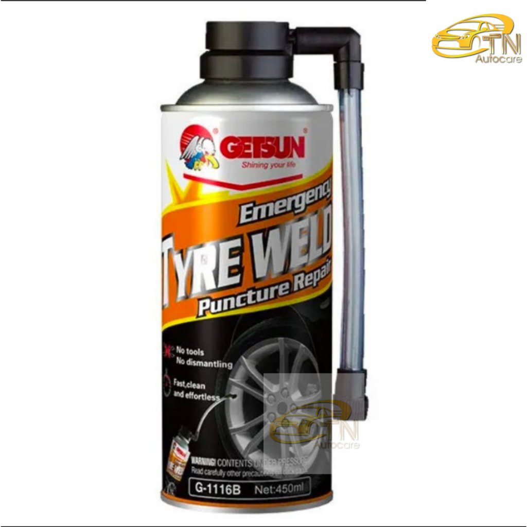 GETSUN Tire Weld สเปรย์เติมลมยางฉุกเฉิน สเปย์เติมลม สำหรับรถไม่มียางใน 450 ml. | Shopee Thailand