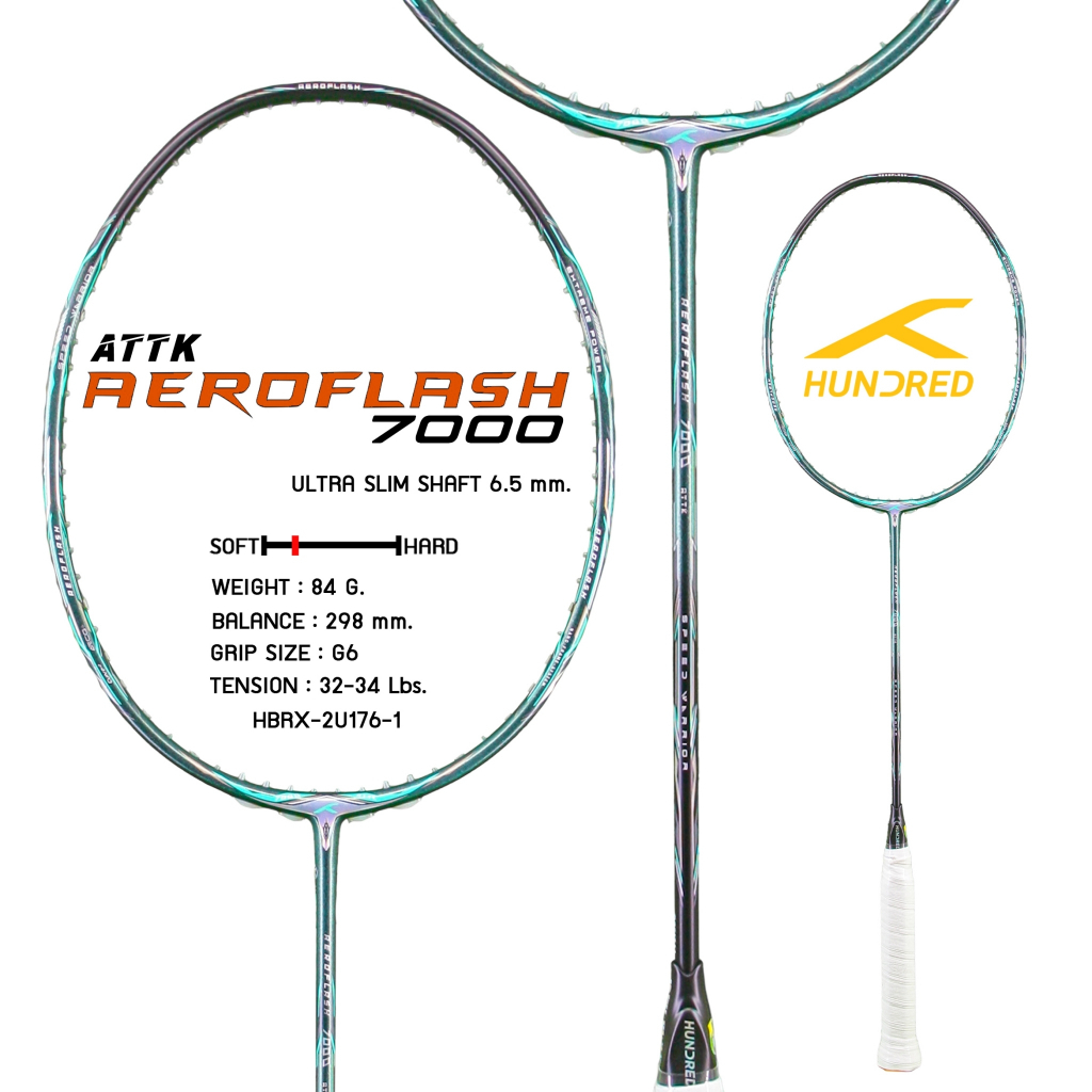 ไม้แบดมินตัน HUNDRED BADMINTON RACKET - AEROFLASH 7000 ATTK(176-1) ฟรี ...