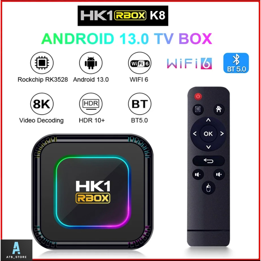 -รุ่นใหม่ปี2024-HK1 RBOX K8 Android 13 Smart TV box Rockchip RK3528 Wifi 5G Bluetooth Android ...