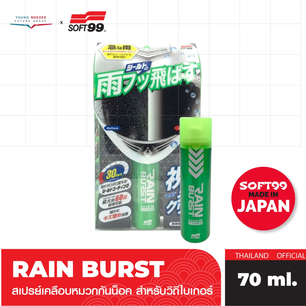 Soft99 สเปรย์เคลือบหมวกกันน็อค RAIN BURST ขนาด 70ml. | Shopee Thailand