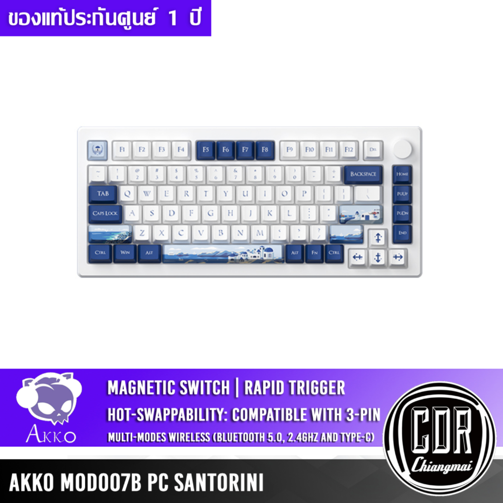 AKKO MOD007B PC Santorini 75% Wireless Bluetooth RGB Magnetic Hotswap ...