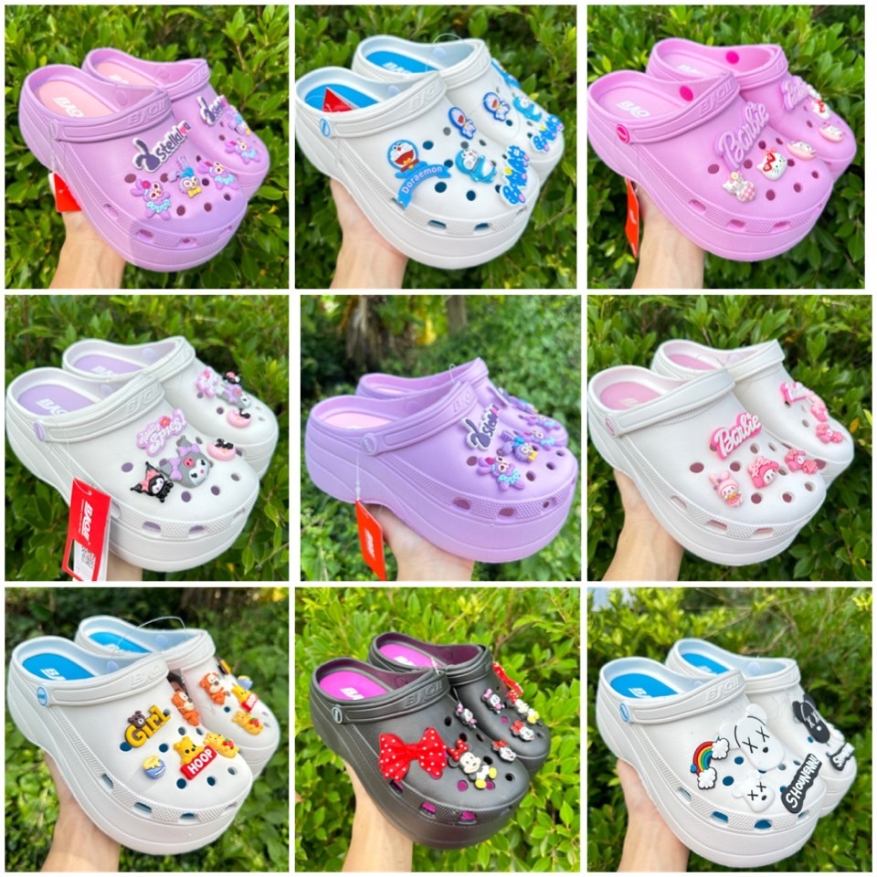 พร้อมส่งจ้า112-711 รองเท้าหัวโตบาโอจิพื้น สูง 7 ซม.(แต่งลายการ์ตูน ...