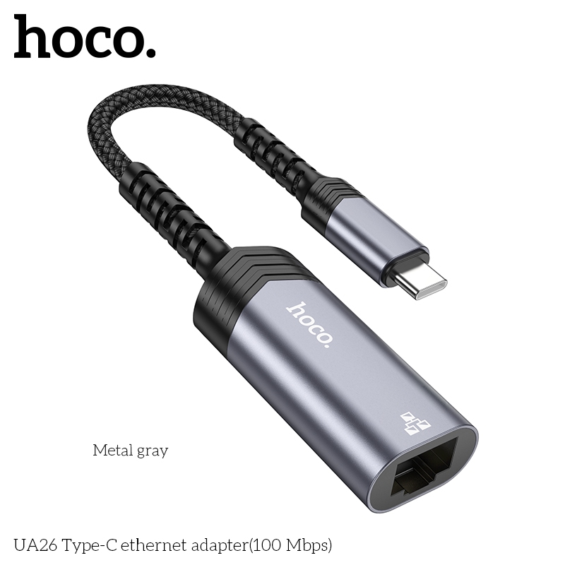 HOCO UA26 iโฟu TYPE C USB/ to RJ45 หางหนู Type C LAN Adapter Gigabit ...