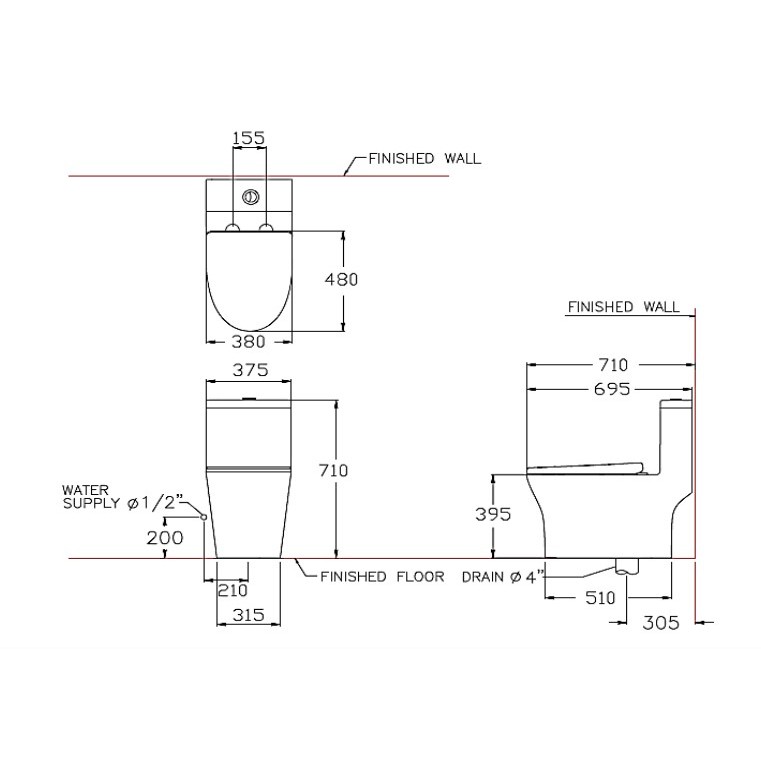 COTTO สุขภัณฑ์ชิ้นเดียว (ท่อลงพื้น) รุ่น พร้อมท์ C11004H | Shopee Thailand