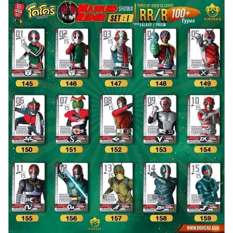 36 ใบ R (ลายปริซึม) ครบชุด Kamen Rider Card Cocori x Oden-ya การ์ด ไอ้ ...