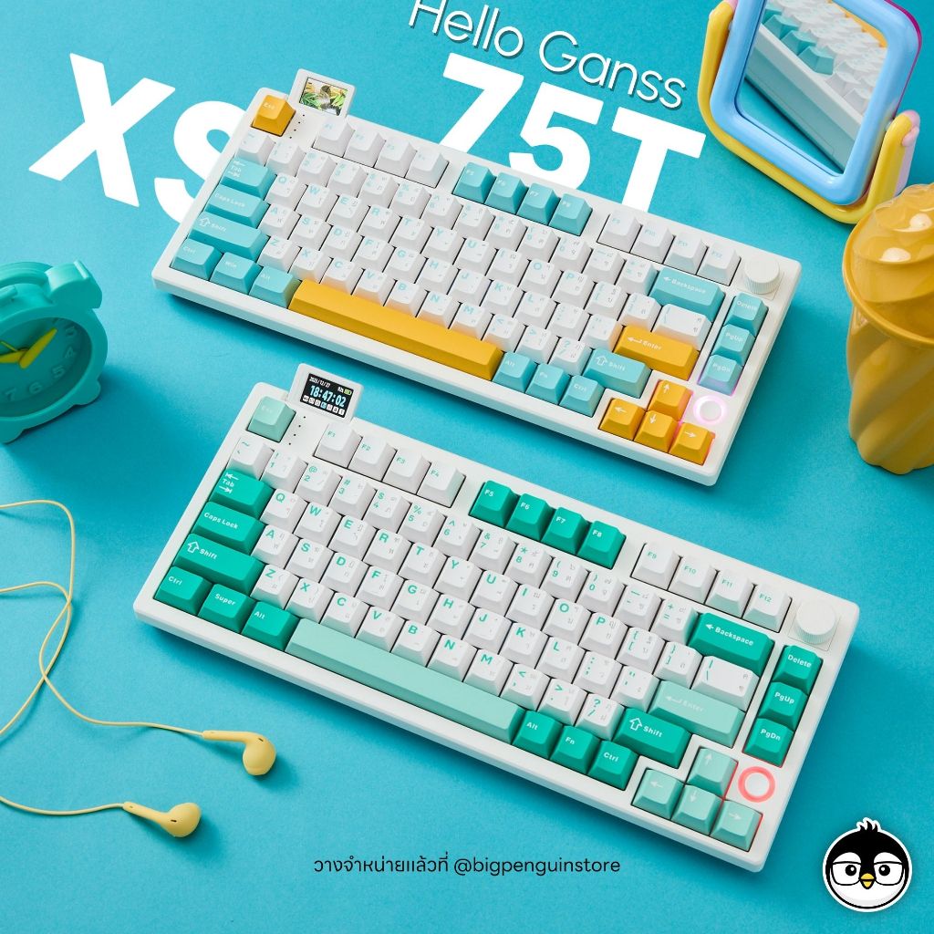 [โค้ดคุ้มลด 20%] Hello Ganss XS75T TFT Screen Gasket Hotswap RGB คีย์บอร์ดไร้สาย helloganss ...