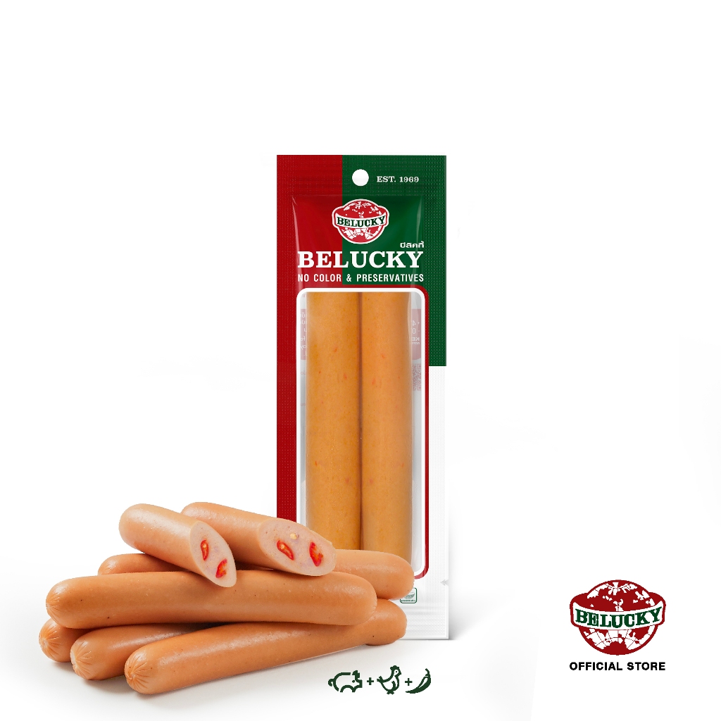 Belucky บีลัคกี้ Hotdog Ham Chilli ไส้กรอกแฮมพริก ( 100g ) | Shopee ...