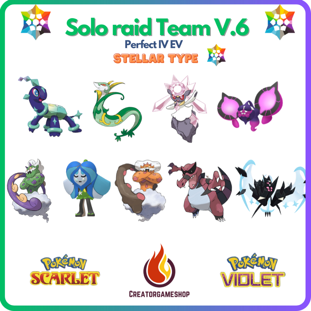 Pokemon Scarlet and Violet Solo raid Team v.6 Full Build Stellar Type ...