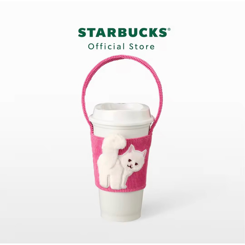 Starbucks valentines collection ที่ใส่แก้วน้องแมว creamy cat on pink ...