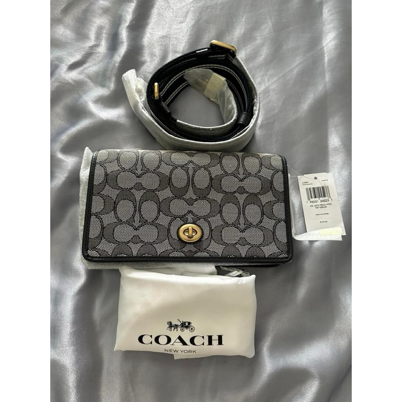 COACH C3824 FOLDOVER CROSSBODY CLUTCH IN SIGNATURE JACQUARD | Shopee ...