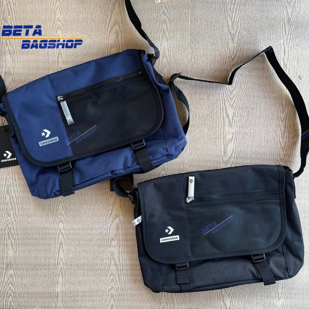 Converse แท้ !!! กระเป๋าสะพายข้าง รุ่น 1261811 สีดำ สีกรมท่า ใบใหญ่ ...