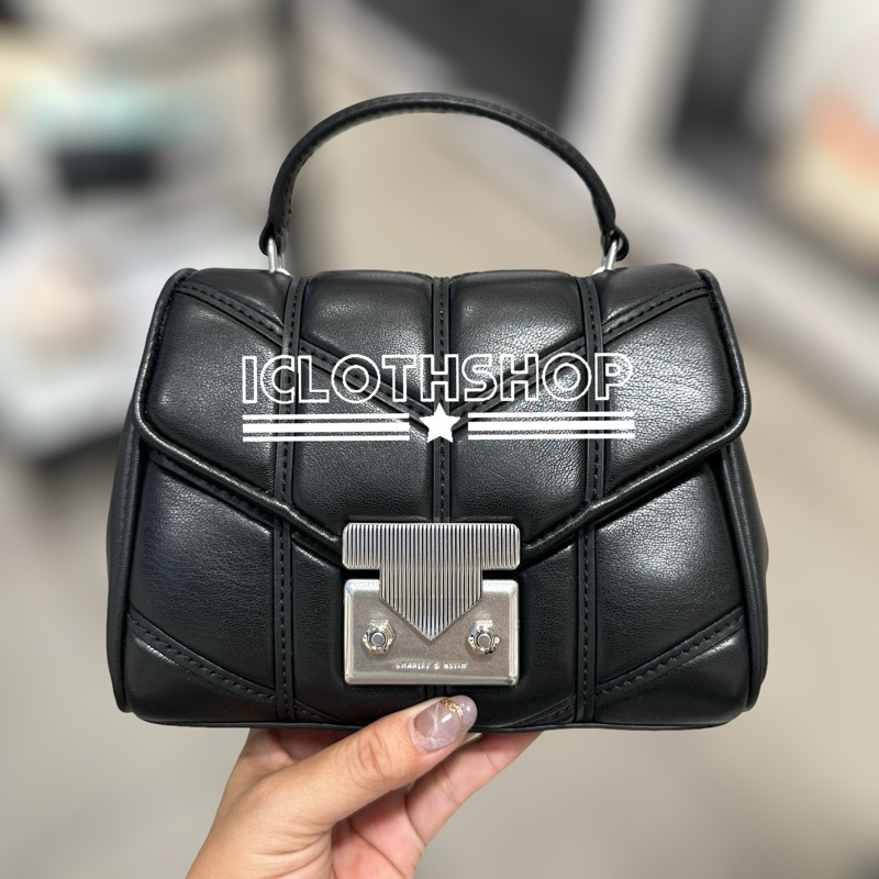 CHARLES & KEITH : CK2-50782311-1 กระเป๋าถือ พร้อมหูจับด้านบนดีไซน์ผ้า ...