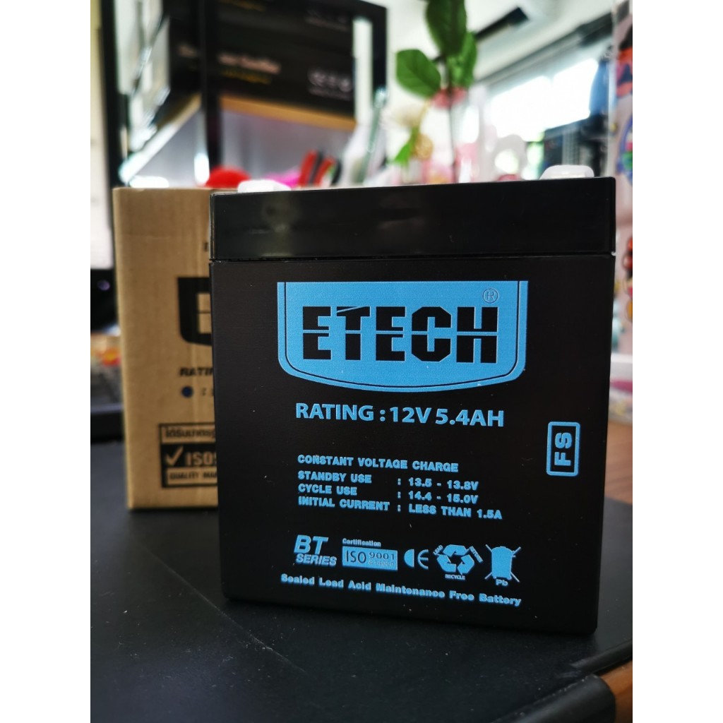 พร้อมส่ง-Battery UPS 5.4Ah 12V แบตเครื่องสำรองไฟ ETECH -12V. SIZE 12V. 5.4 Ah / 7 x 9 x10 cm ...