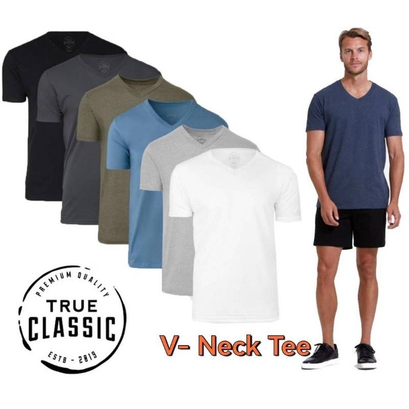 เสื้อยืดคอวี True Classic Premium V-Neck Short Sleeve T-Shirt | Shopee ...