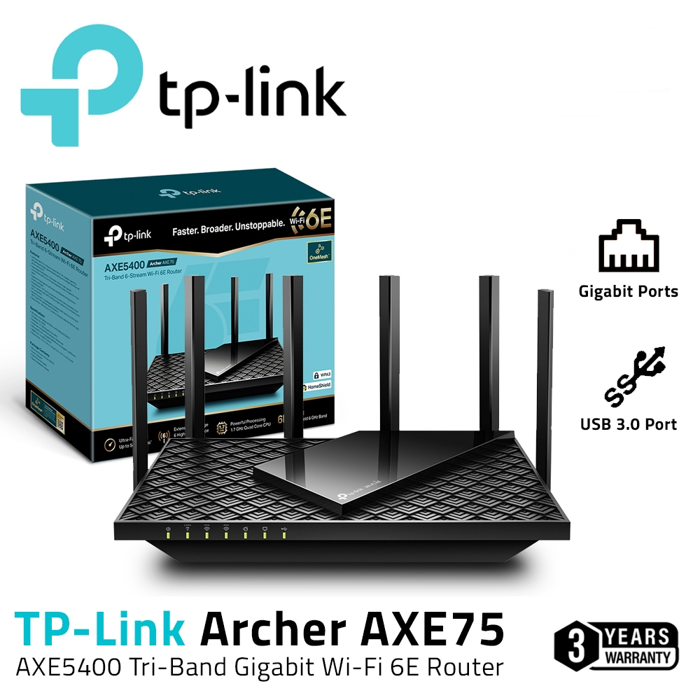 เร้าเตอร์แรงๆ TP-LINK (Archer AXE75) AXE5400 Tri-Band Wi-Fi 6E Router ...